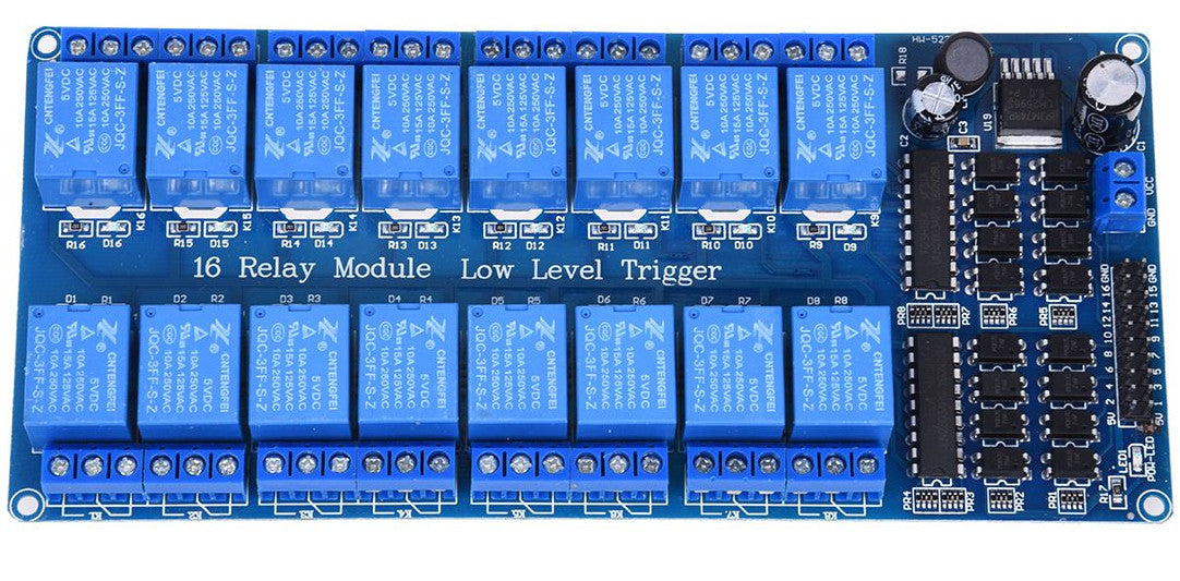 Sixteen Channel Optoisolated Relay Module with Power Supply — PMD Way