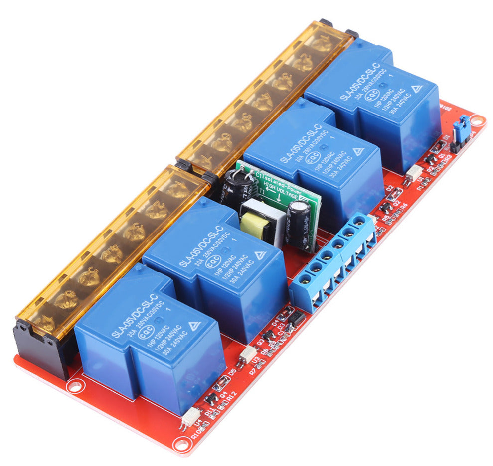 Optoisolated Four Channel 30A Relay Module — PMD Way