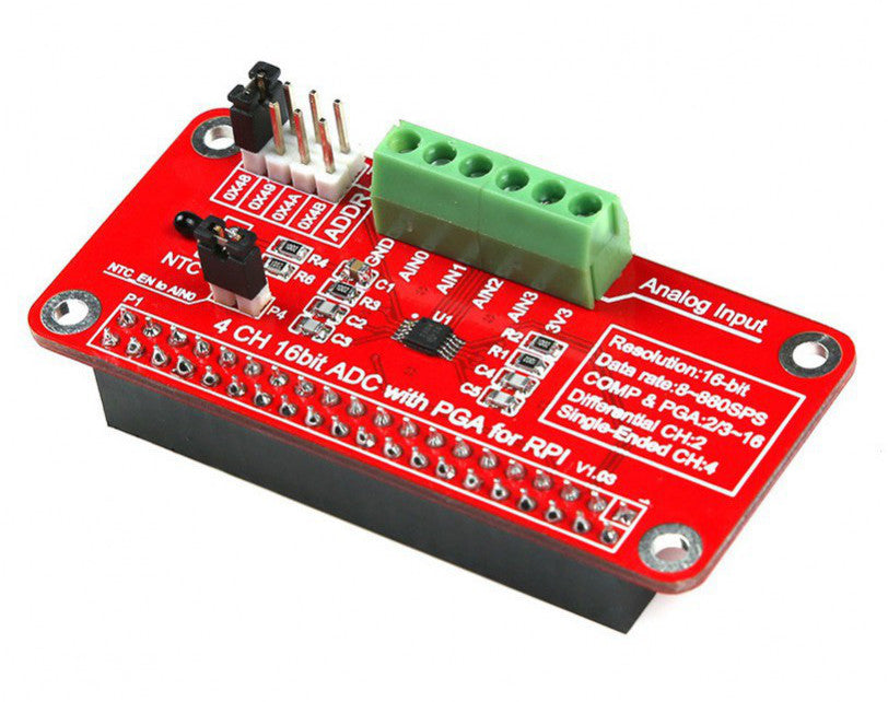 ADS1115 Four-channel ADC pHAT for Raspberry Pi 3/2 Model B/B+/Zero ...