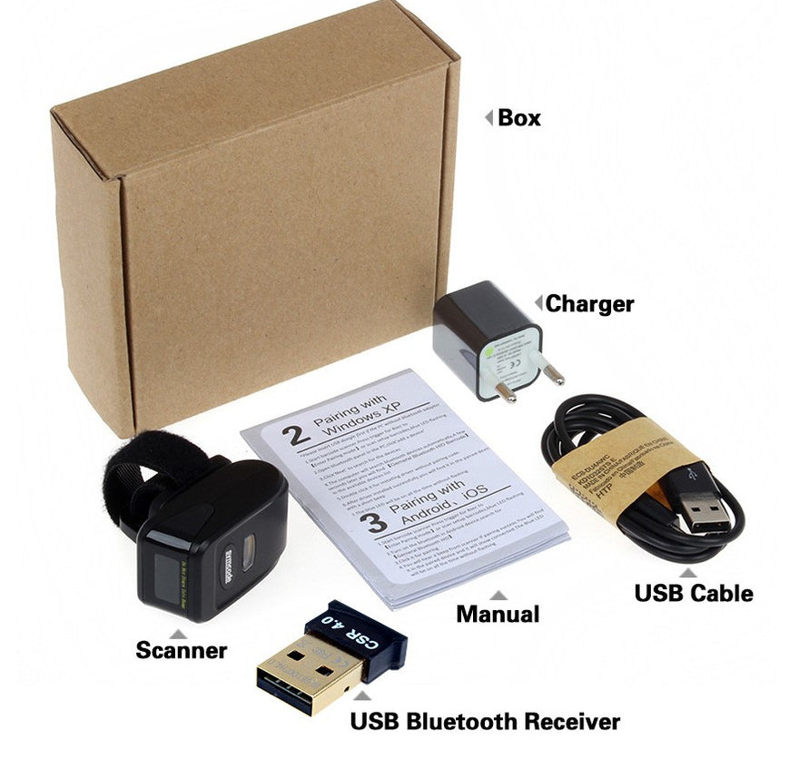 Bluetooth Wireless CCD Ring Barcode QR Code Reader — PMD Way