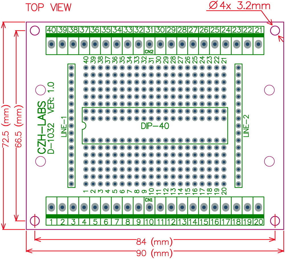 DIP-40 IC Terminal Block Board — PMD Way