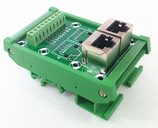 RJ45 8P8C 2-Way Buss DIN Rail Terminal Block Breakout Board — PMD Way