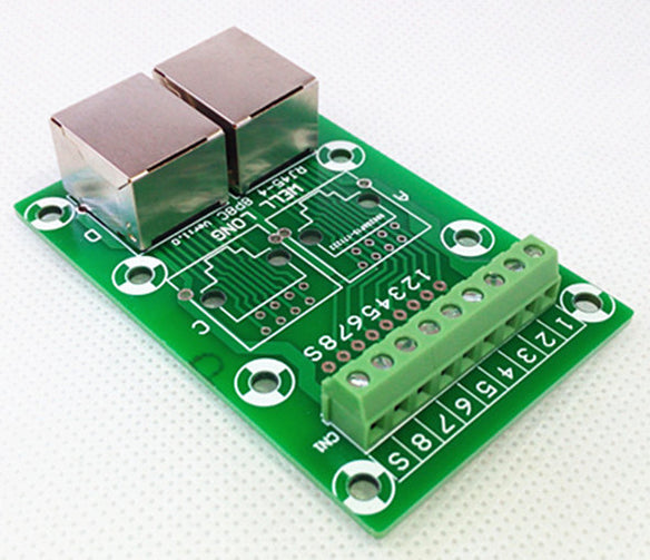 RJ45 8P8C Horizontal 2-Way Buss Terminal Block Breakout Board — PMD Way