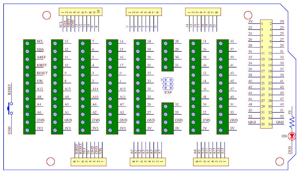 Terminal Block Breakout Shield For Arduino Mega — Pmd Way