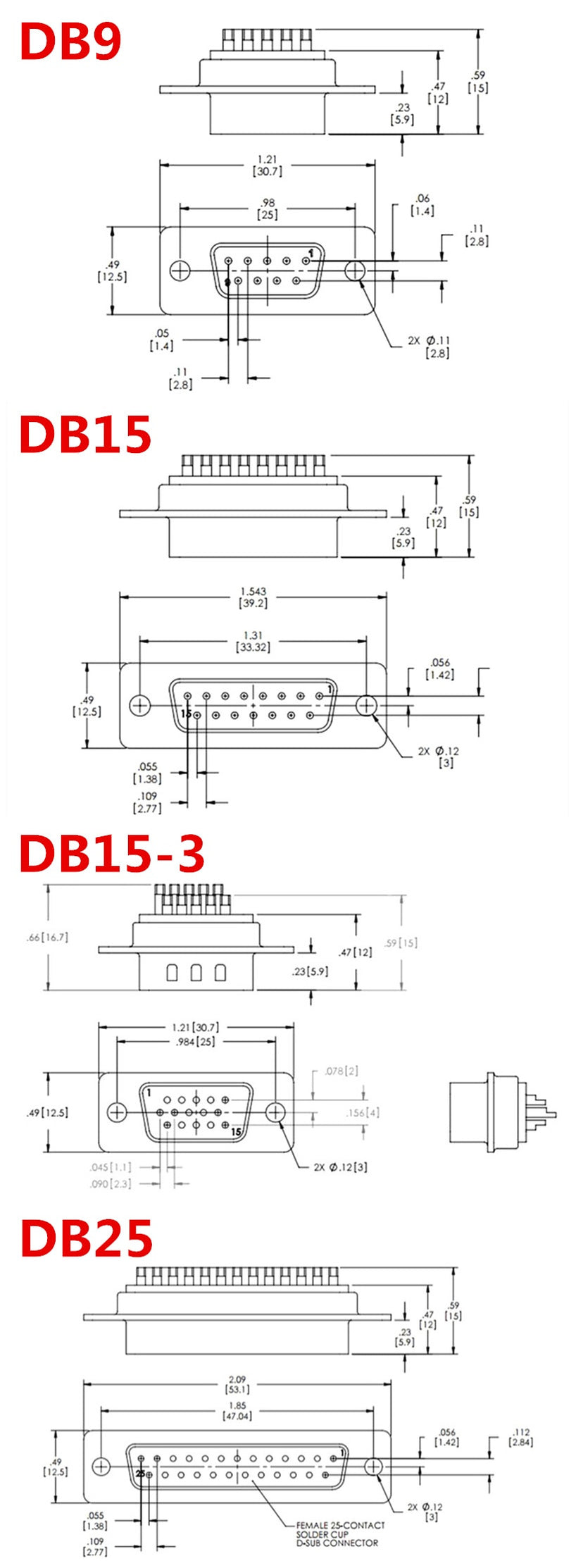 DB9 DB15 VGA DB25 Solder Connectors - 5 Pack — PMD Way