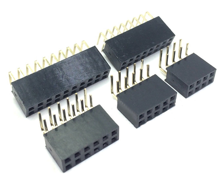 Female Double Row Right Angle Header Strips - Various Sizes - 10 Pack ...