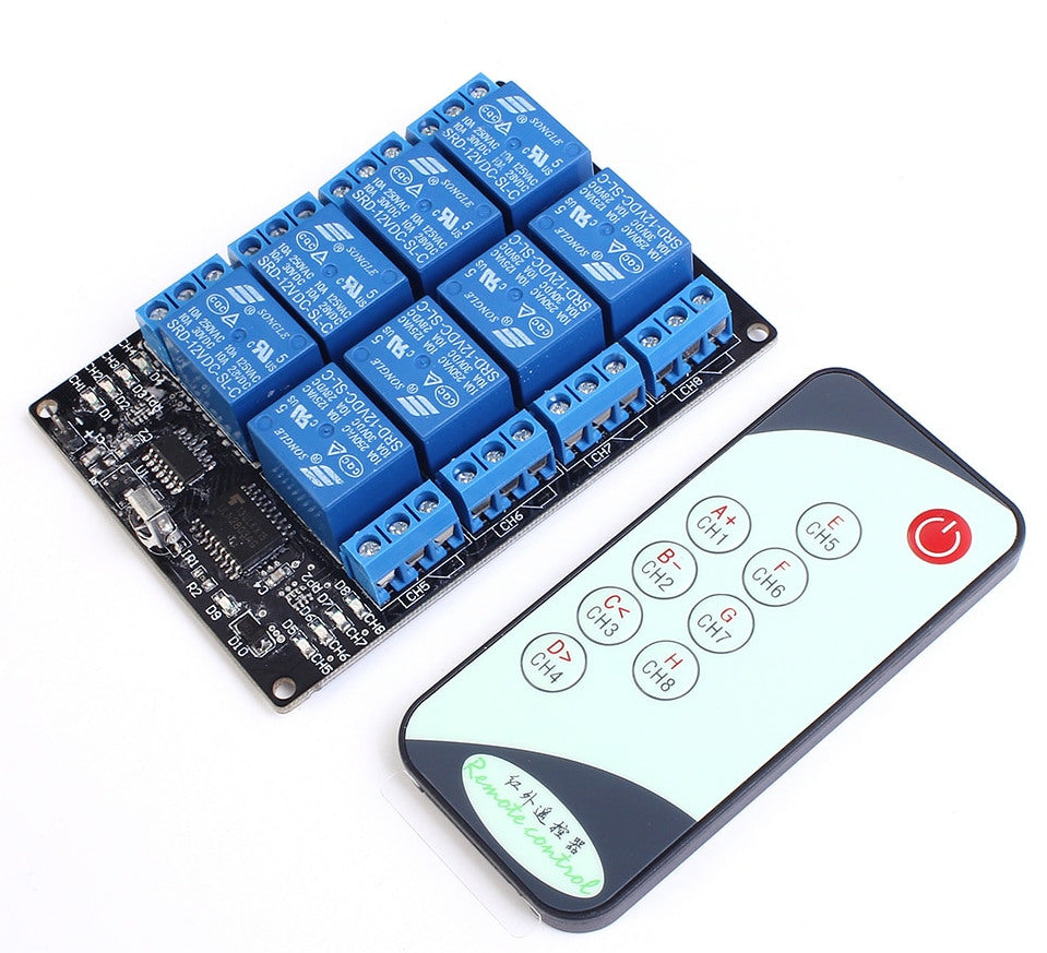 Infra Red Remote Control Relay Module - Eight Channel — PMD Way