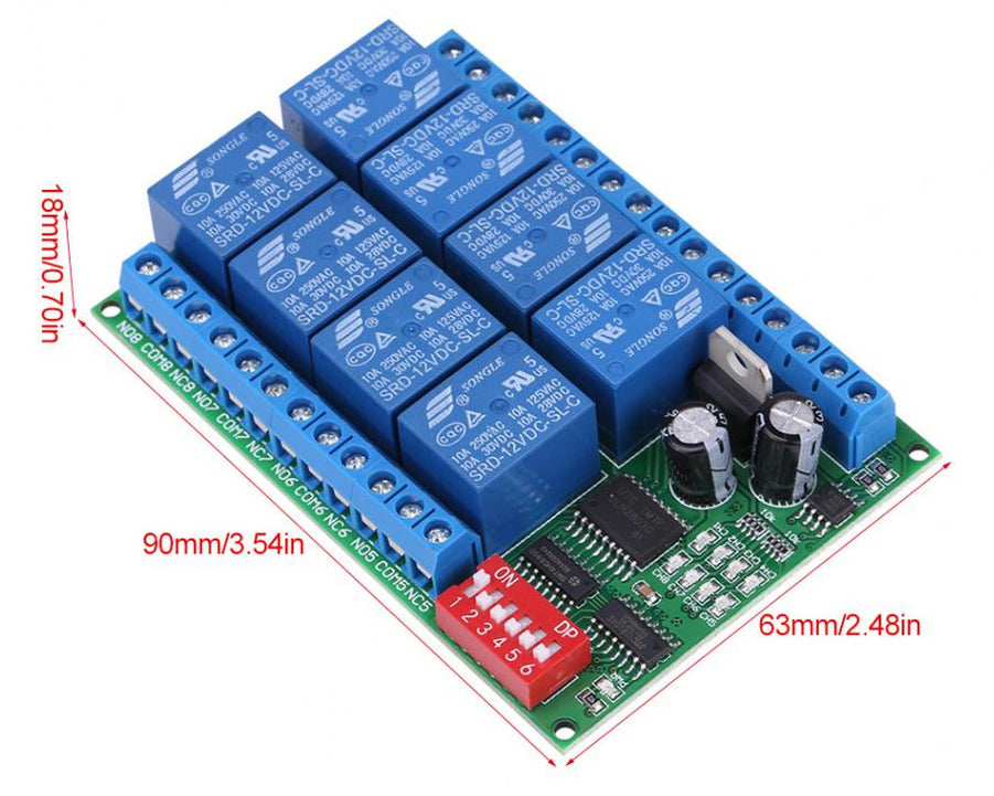 Eight Channel RS485 Relay Module - 12V DC — PMD Way