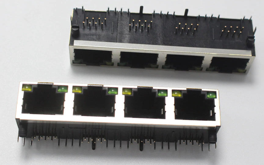 Quad Metal RJ45 Ethernet Socket Module with LEDs - Two Pack — PMD Way