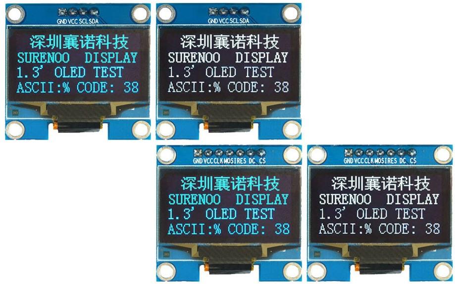 1.3" 128 x 64 SH1106 Graphic OLED Displays - I2C or SPI - Various Colo ...