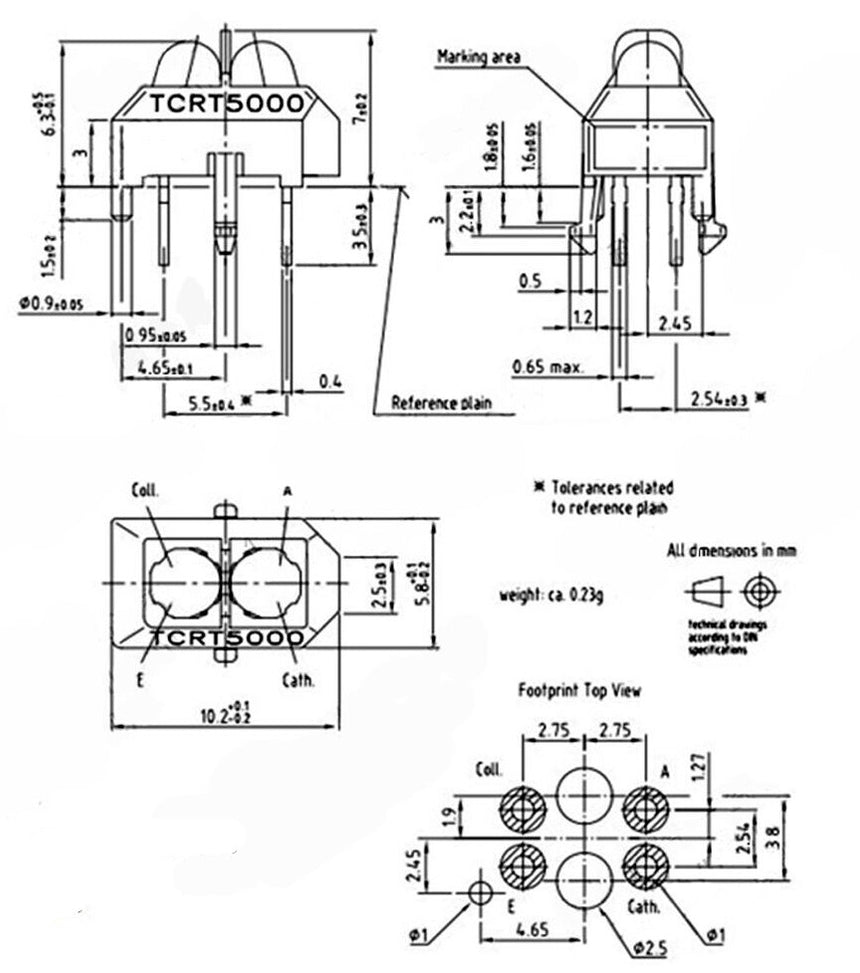 TCRT5000 Reflective Infrared Optical Sensor - Ten Pack — PMD Way